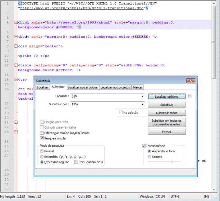 Localizar e substituir texto no Notepad ++ usando Regex - Expressão Regular - Hospedagem de ...