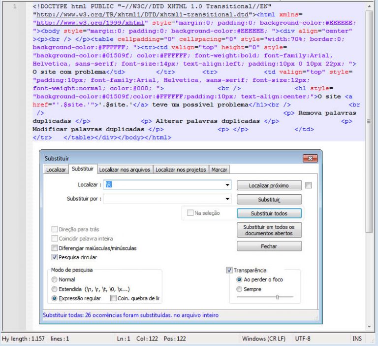 Localizar e substituir texto no Notepad ++ usando Regex - Expressão Regular - Hospedagem de ...